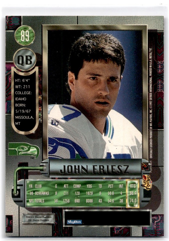 1997 Metal Universe John Friesz Seattle Seahawks #89 | eBay