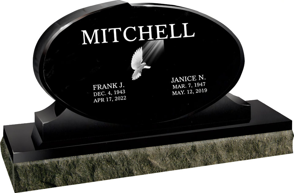 Cemetery headstone - oval - includes engraving- companion 2 names | eBay