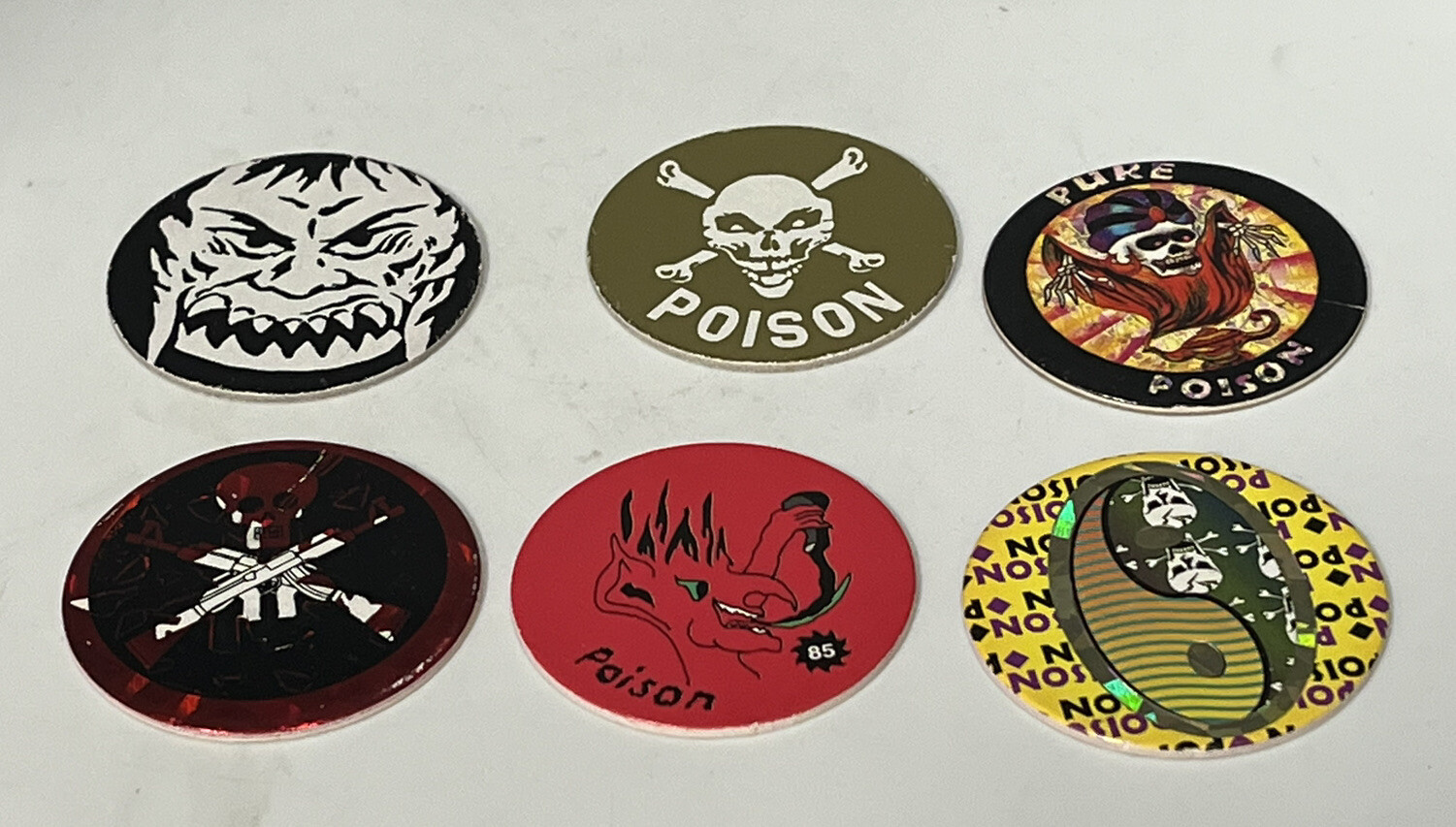 POG Milk Cap Lot Unofficial Vintage Skull Bone 6x Yin Yang Poison | eBay