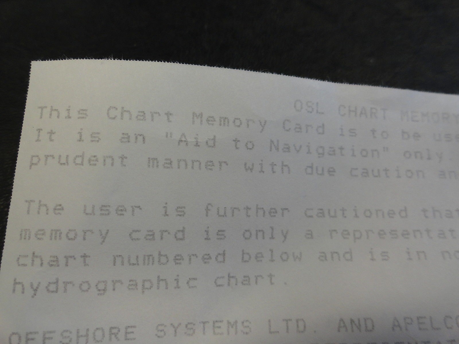 OSL CHART MEMORY CARD FOR APELCO DXL 6800 LORAN SEE M9001-14904 MARINE ...
