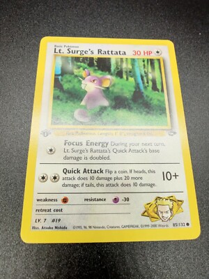 Lt. Surge's Rattata | NM | Gym Challenge 1st Edition 85/132 | Common ...