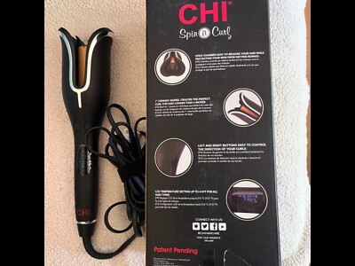 NEW CHI Spin N Curl 1" Rotating Curling Iron - Black Ceramic Curler | eBay