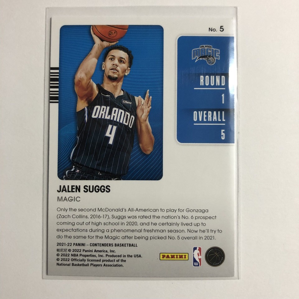 Jalen Suggs 2021-22 Panini Contenders 2021 Draft Class RC #5 Rookie ...