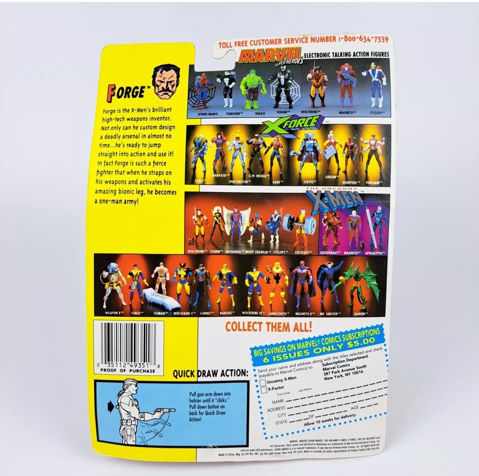 ToyBiz Uncanny X-Men Forge Action Figure Quick Draw Marvel 1993 Vintage ...
