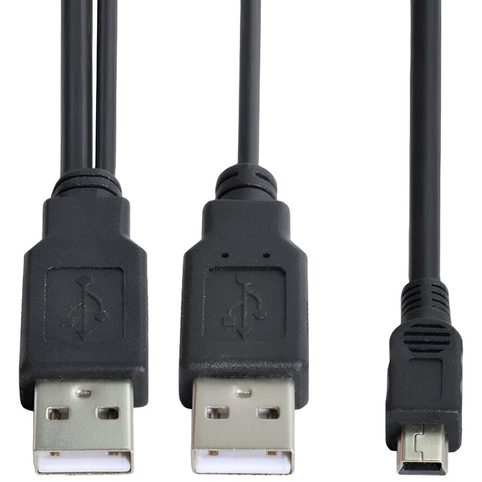 5-Pack USB 2.0 A Male to Mini USB B + USB 2.0 A Data Charge Y Splitter ...