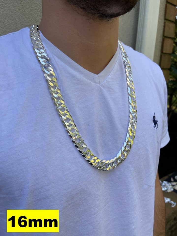 Solid 925 Sterling Silver Double Curb Cuban Chain Necklace / Bracelet ...