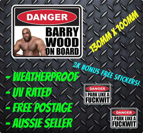 DANGER Barry Wood On Board Custom Vinyl Stickers - FAST N FREE POSTAGE ...