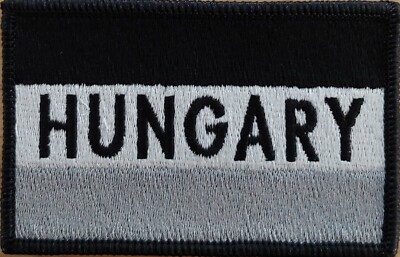 Hungary Flag Patch W/ Hook Adhesive Fastener Black, White & Gray ...