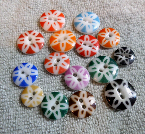 15 Antique China Stencil Buttons Flowers | eBay