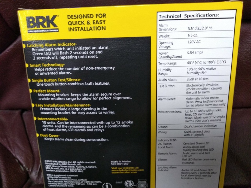 BRK Model #9120, Smoke Alarm, AC Powered Only, Ion. | eBay