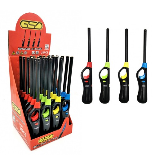 GSD Refillable Jet Flame Windproof BBQ Lighters Child Safety Lock 24pcs ...