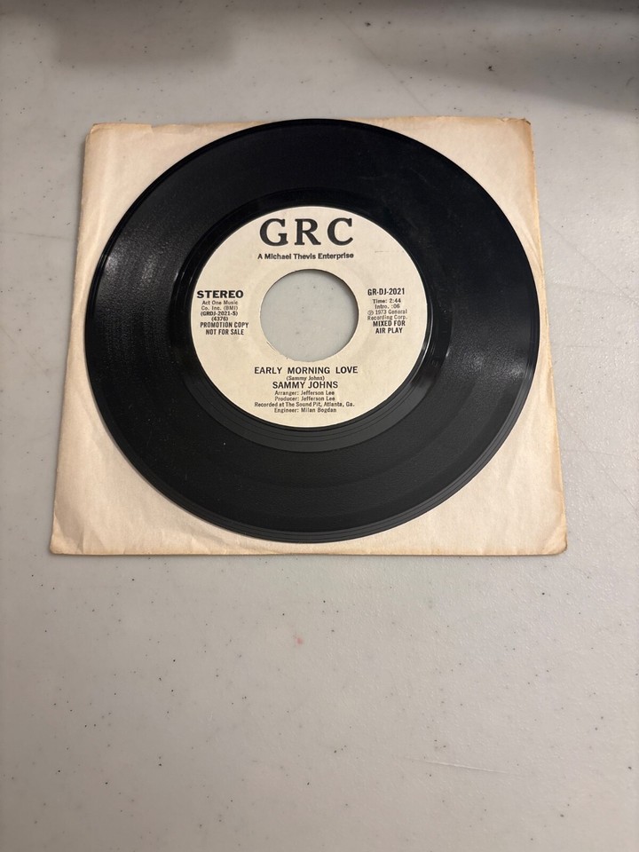 SAMMY JOHNS EARLY MORNING LOVE 7" SINGLE PROMO 45 RECORD 1974 ON GRC ...
