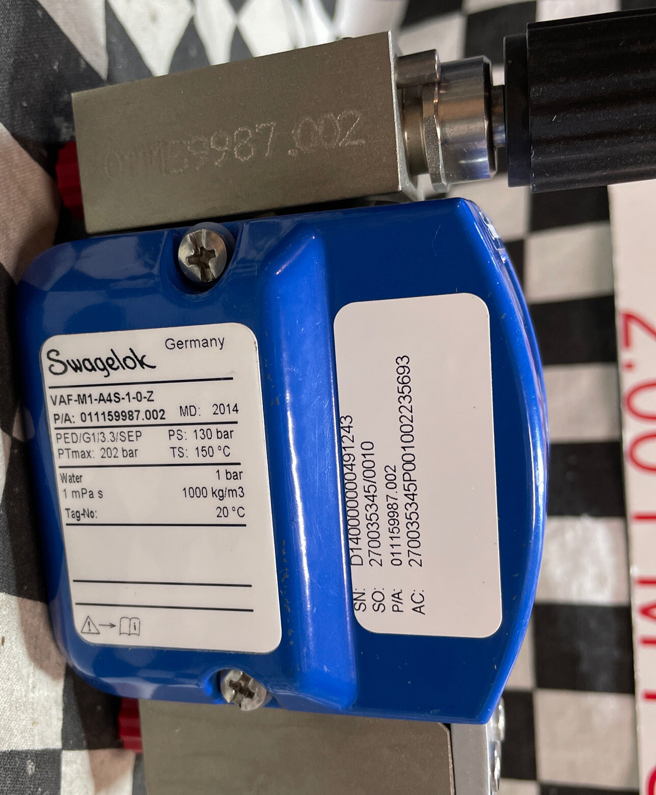 SWAGELOK Variable Area Flowmeter 1/4" .65 TO 6.50 GPH VAF-M1-A4S-1-0-Z ...