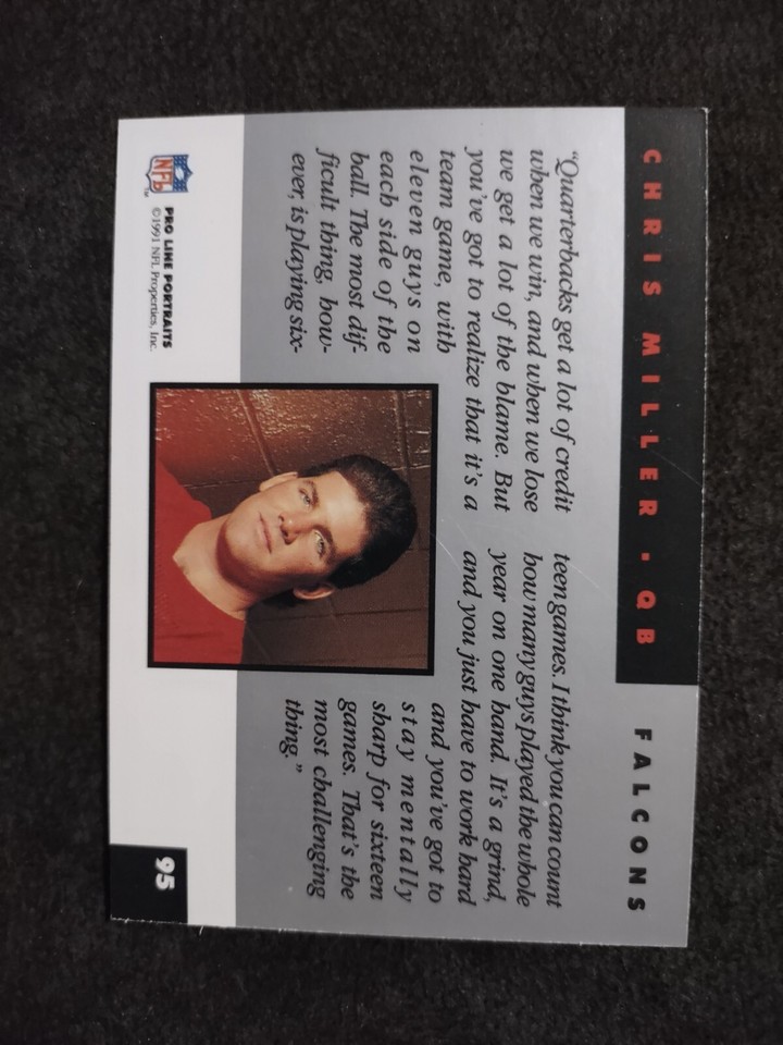 1991 Pro Line Portraits Football Card #95 Chris Miller Atlanta Falcons ...