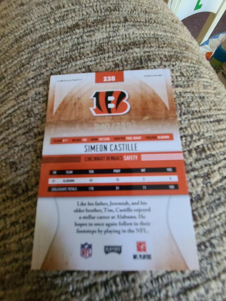 Simeon Castille 2008 Playoff Absolute Memorabilia Rookie Football Card ...