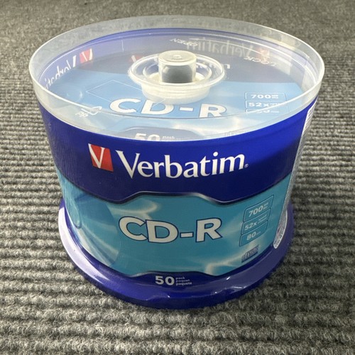 VERBATIM Blank 52X CD-R CDR Branded Logo 700MB Media Disc Pack Of 50 ...