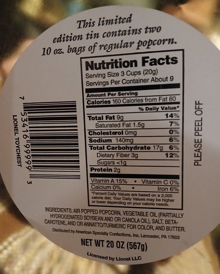 1998 Lionel Trains Collector's Tin "Popcorn Tin (Empty)" Lionel Toy ...