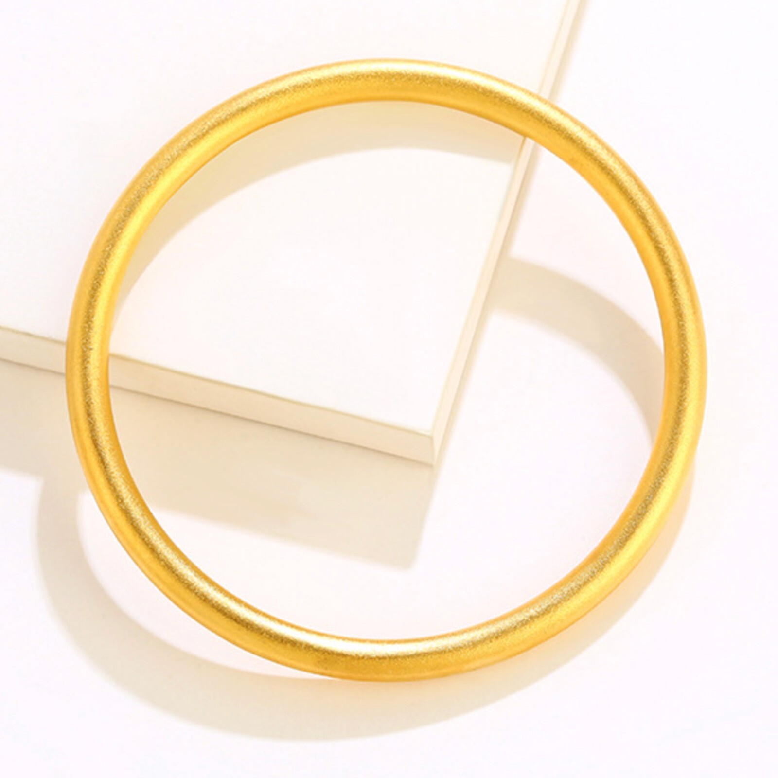 24K YELLOW GOLD FILLED 4MM MATTE BAND SLIP ON SOLID WOMENS STACK ROUND ...