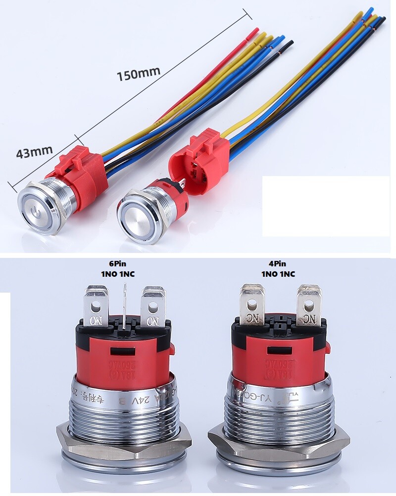 22mm 2 NO 18A High Current Waterproof IP67 High-Power Control Push ...