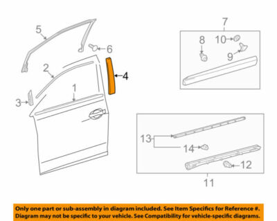 75755-48020 Toyota Moulding, front door window frame, rear rh ...