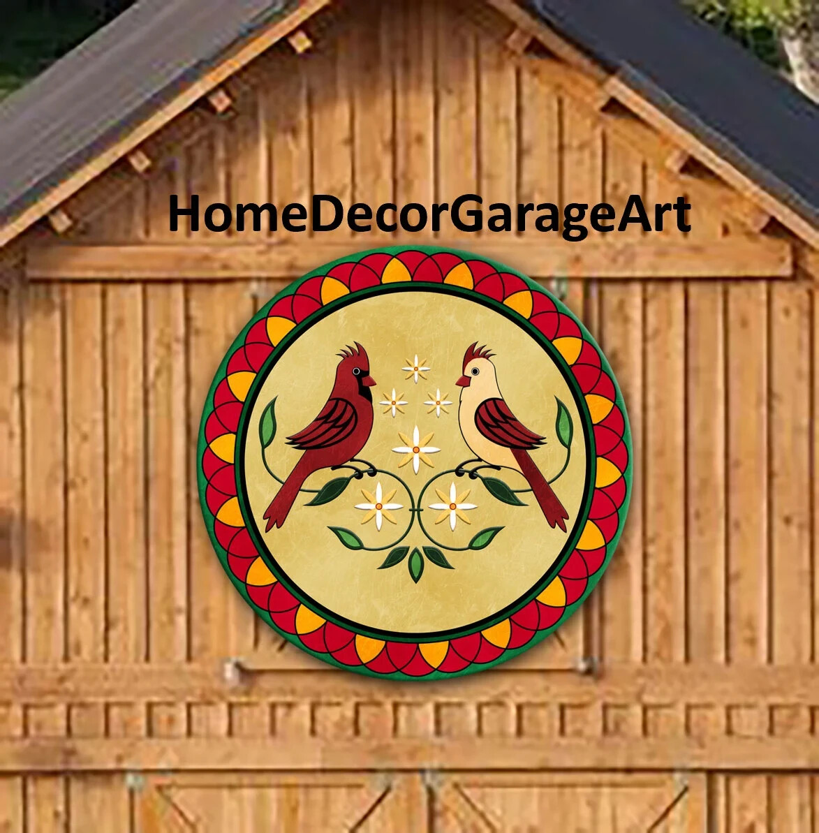 Barn Hex Sign Metal, Pennsylvania Dutch Cardinal Birds Design Pattern ...