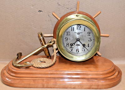 Antique Chas Hutchinson Chelsea Ships Bell Clock Naval Display Anchor ...