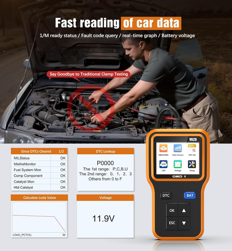 OBD2 Scanner with Upgrade Battery Tester - Diagnostic Tool for Cars ...