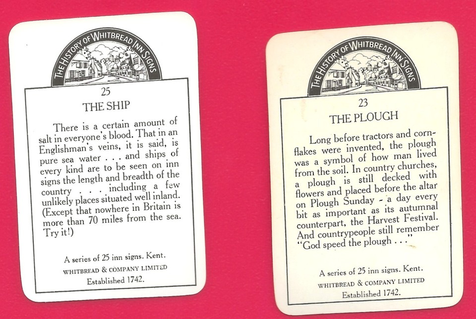 Whitbread Inn Signs 2 cards from the Kent "History" series Excellent ...
