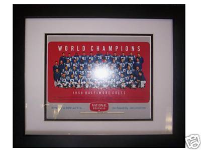 JOHNNY UNITAS 1958 BALTIMORE COLTS TEAM PHOTO NATTY BOH WORLD CHAMPIONS ...