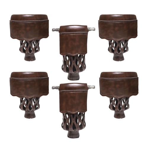 6 Pieces Pool Table Pockets Snooker Basket PU Leather Brown Billiard ...