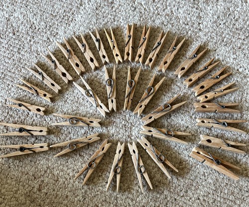 Lot of 34 Vintage Wooden Clothes Pins Weathered Spring Loaded Strong ...