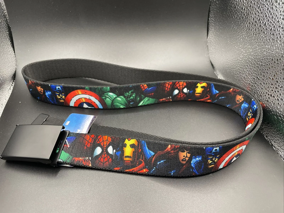 Buckle Down Black Buckle Web Mens Belts Marvel Universe Superhero fits ...
