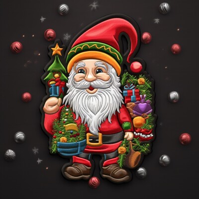 Santa Patch Embroidered Iron-on Applique Christmas Gift Santa Elves ...