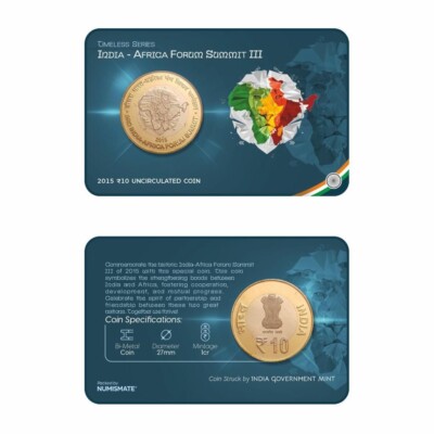 Rs.10 Indo Africa Forum Summit Commemorative Coin Card Special Edition ...