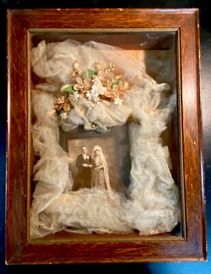 Antique Victorian Mourning Wedding Custom Shadow Box Ornate Wood Frame ...