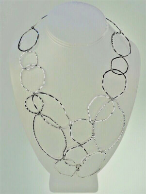 Chicos Silver Link Necklace Infinity Circle Forever loop large bold ...