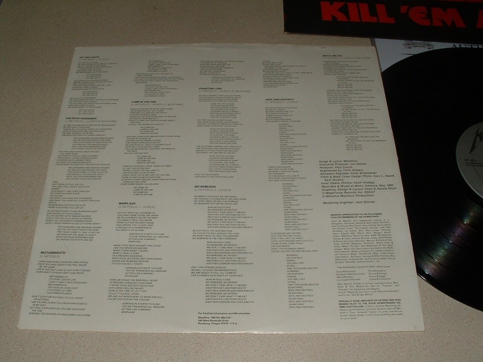METALLICA 1983 MEGAFORCE RECORDS "KILL EM ALL" /500 LP 4X SIGNED BAS ...