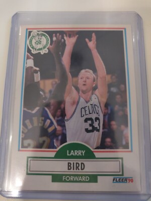 RARE "o" ERROR MISPRINT 1990 Fleer Basketball Larry Bird Card #8 Boston ...