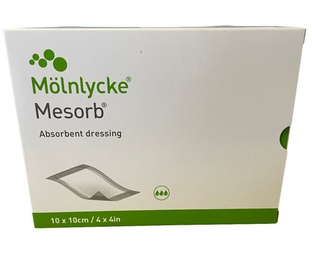 Mesorb Cellulose Absorbent Dressings 10x10cm box of 10 High Absorption ...