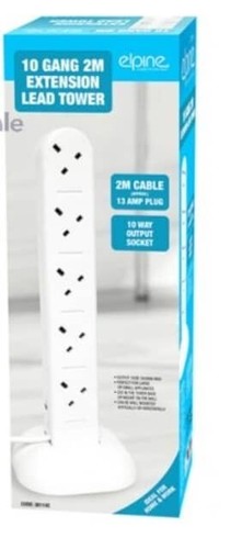 Elpine 10-Gang Tower Extension Lead – 2 Metres – 13A Plug | eBay UK