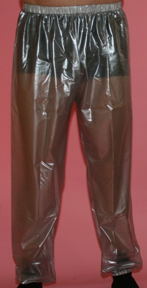 PVC Jogging Sweat Sauna Rain Pants Rubber Silver | eBay