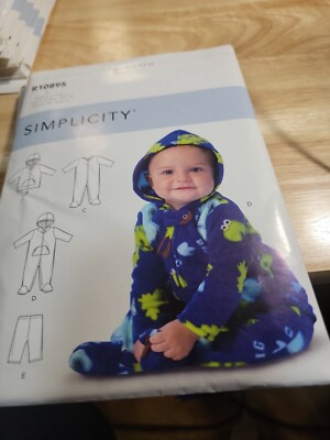 INFANT UNCUT SIMPLICITY R10895 Sewing Pattern ONE PIECE HOODIE PANTS ...