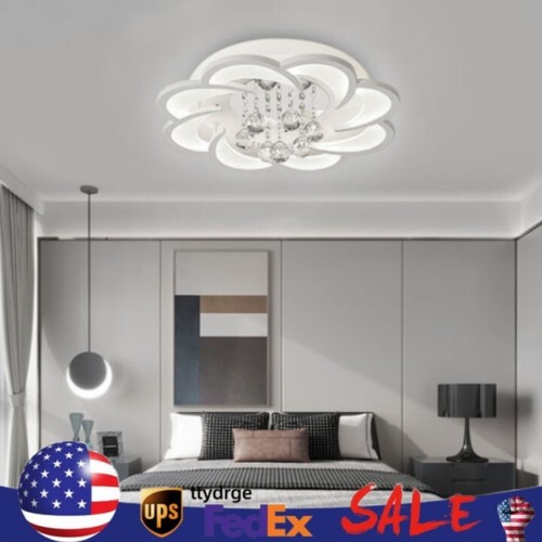 Modern Acrylic LED Ceiling Light Crystal Flower Shaped Chandelier Lamp ...