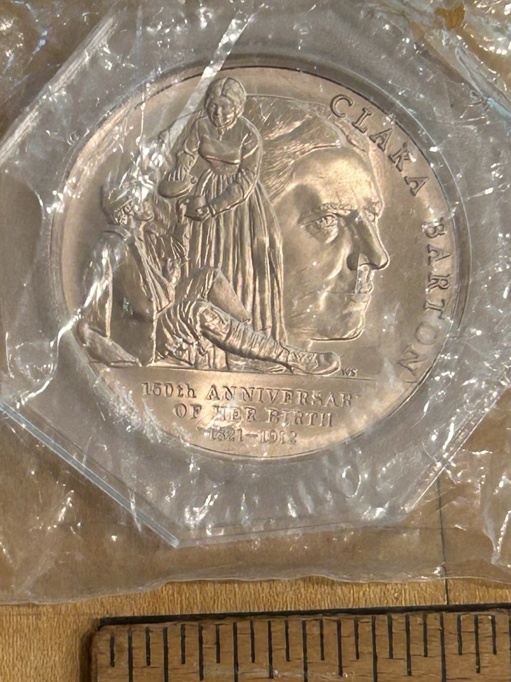 CLARA BARTON RED CROSS FOUNDER 150TH ANNIVERSARY BRONZE TOKEN COIN ...