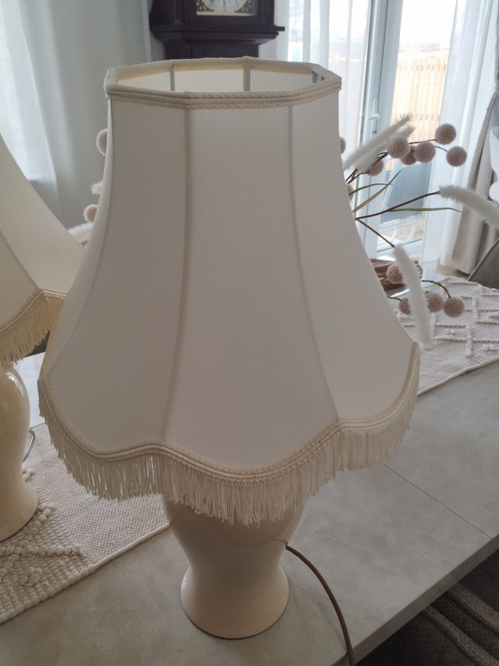 Pair of the Large Ceramic Table Lamp Beige Daybreak Hand 12" Tall | eBay UK