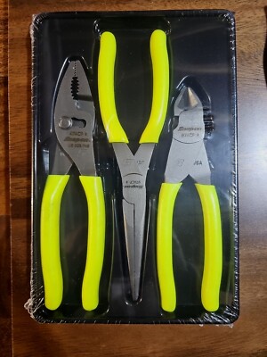 Snap-on Tools NEW PL307ACFHV HI-VIZ YELLOW 3pc Soft Grip Pliers ...