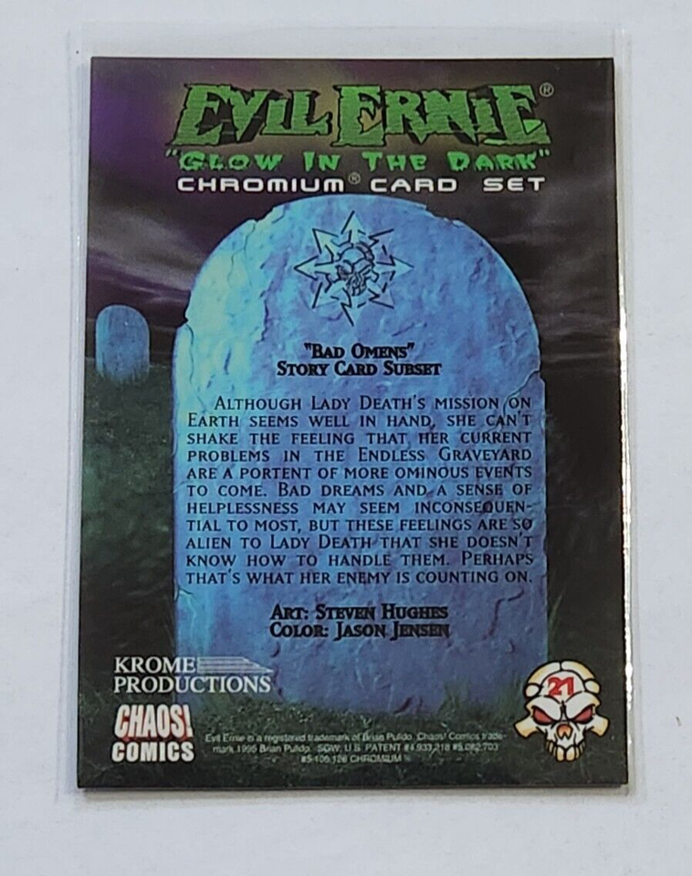 1995 EVEL ERNIE BAD OMENS STORY CARD SUBSET #21 GLOW IN THE DARK | eBay