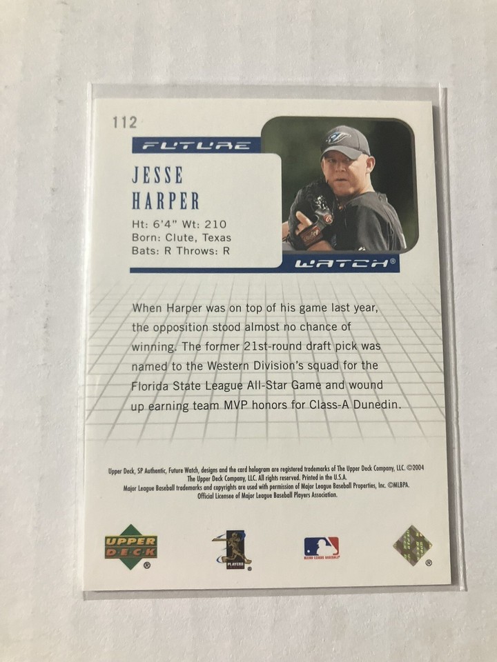 2004 (BLUE JAYS) SP Authentic /249 #112 Jesse Harper FW | eBay