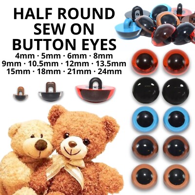 Button Eyes Sew On Half Round for Teddy Bear/Animal Soft Toy Making ...
