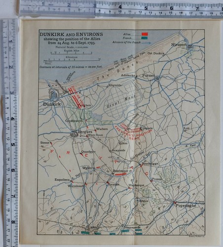 MAP/BATTLE PLAN DUNKIRK & ENVIRONS 1793 DUKE OF YORK TROOP POSITIONS ...